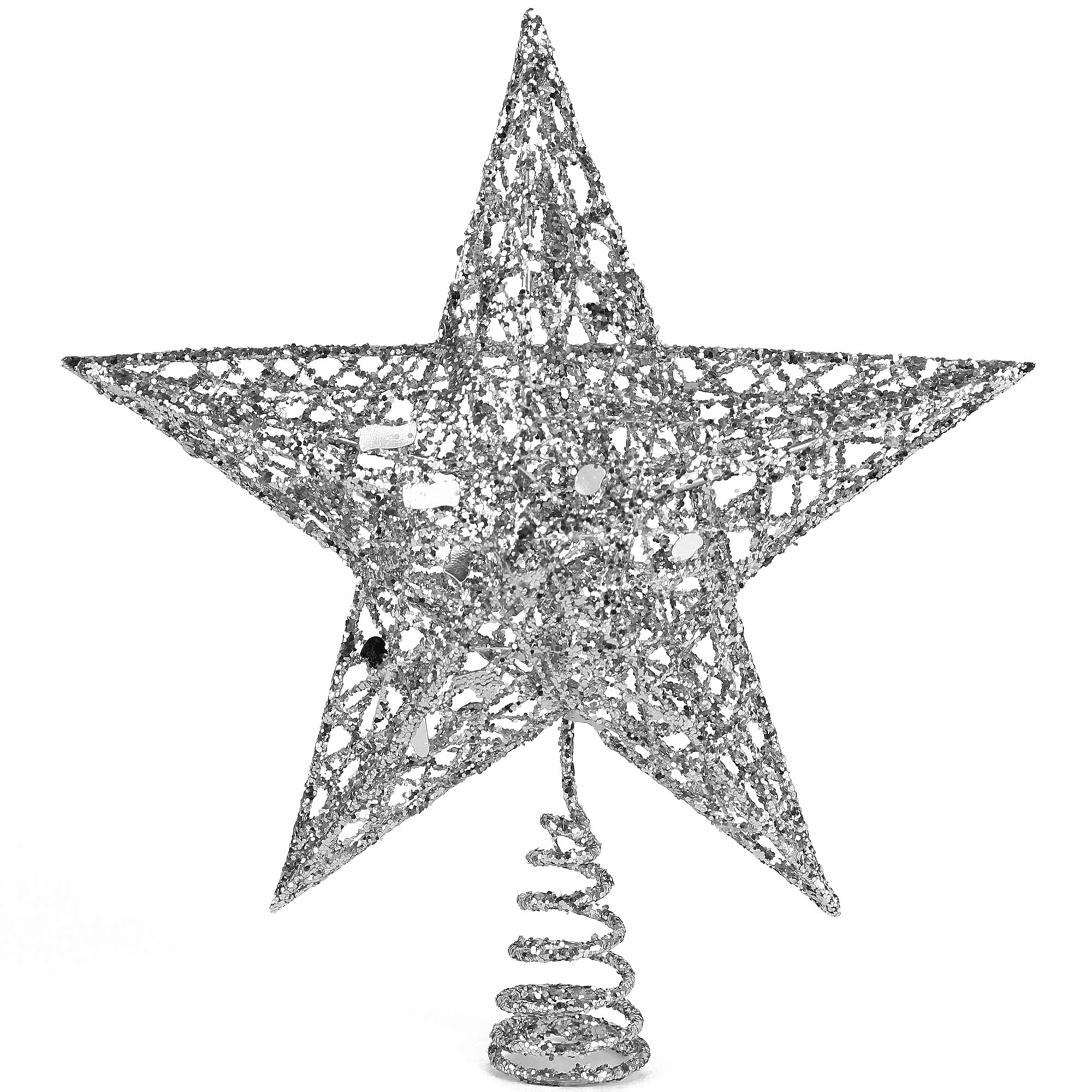 Ornativity Silver Star Tree Topper - Christmas Glitter Star Ornament ...