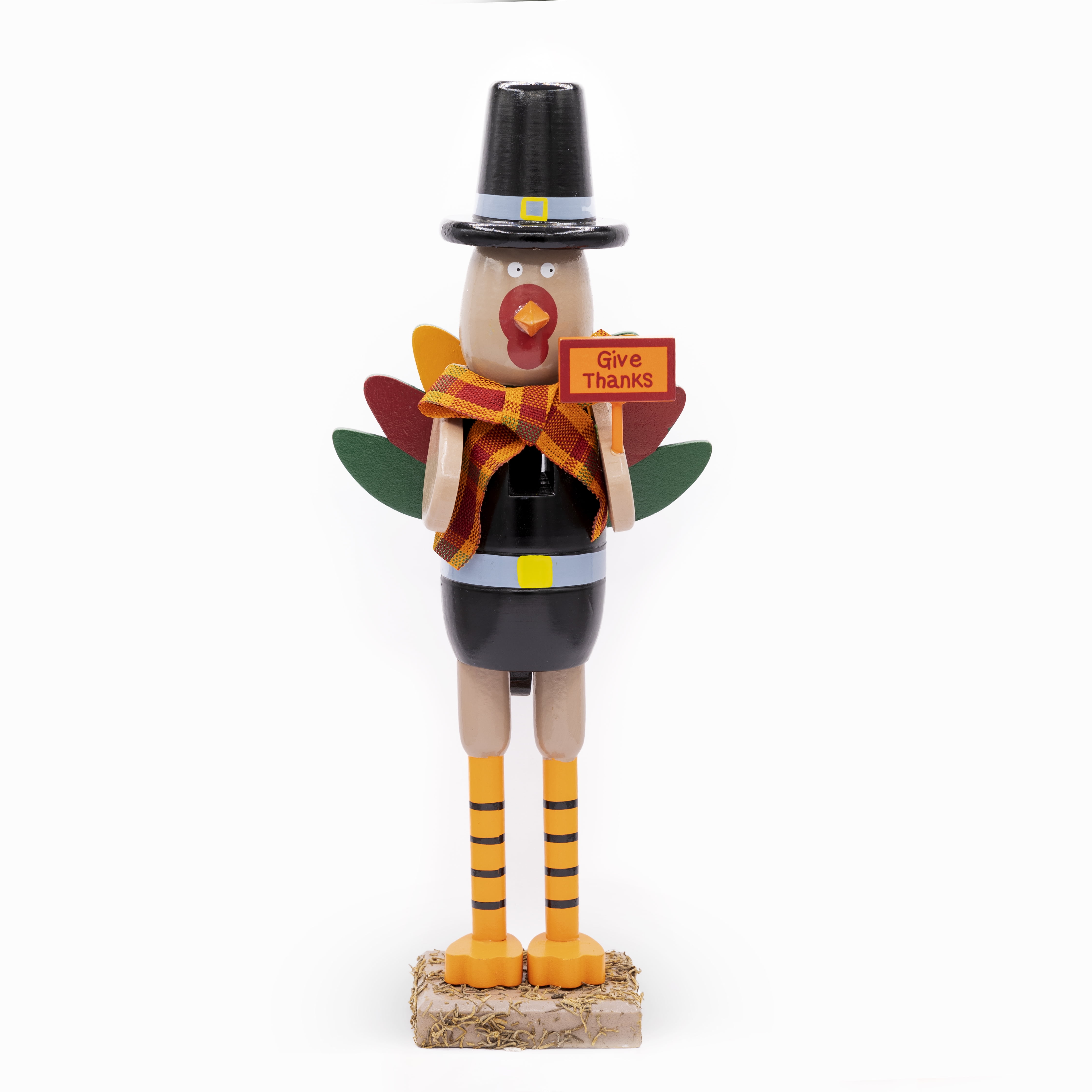 Ornativity Thanksgiving Fall Turkey Nutcracker Green and Orange Wooden ...