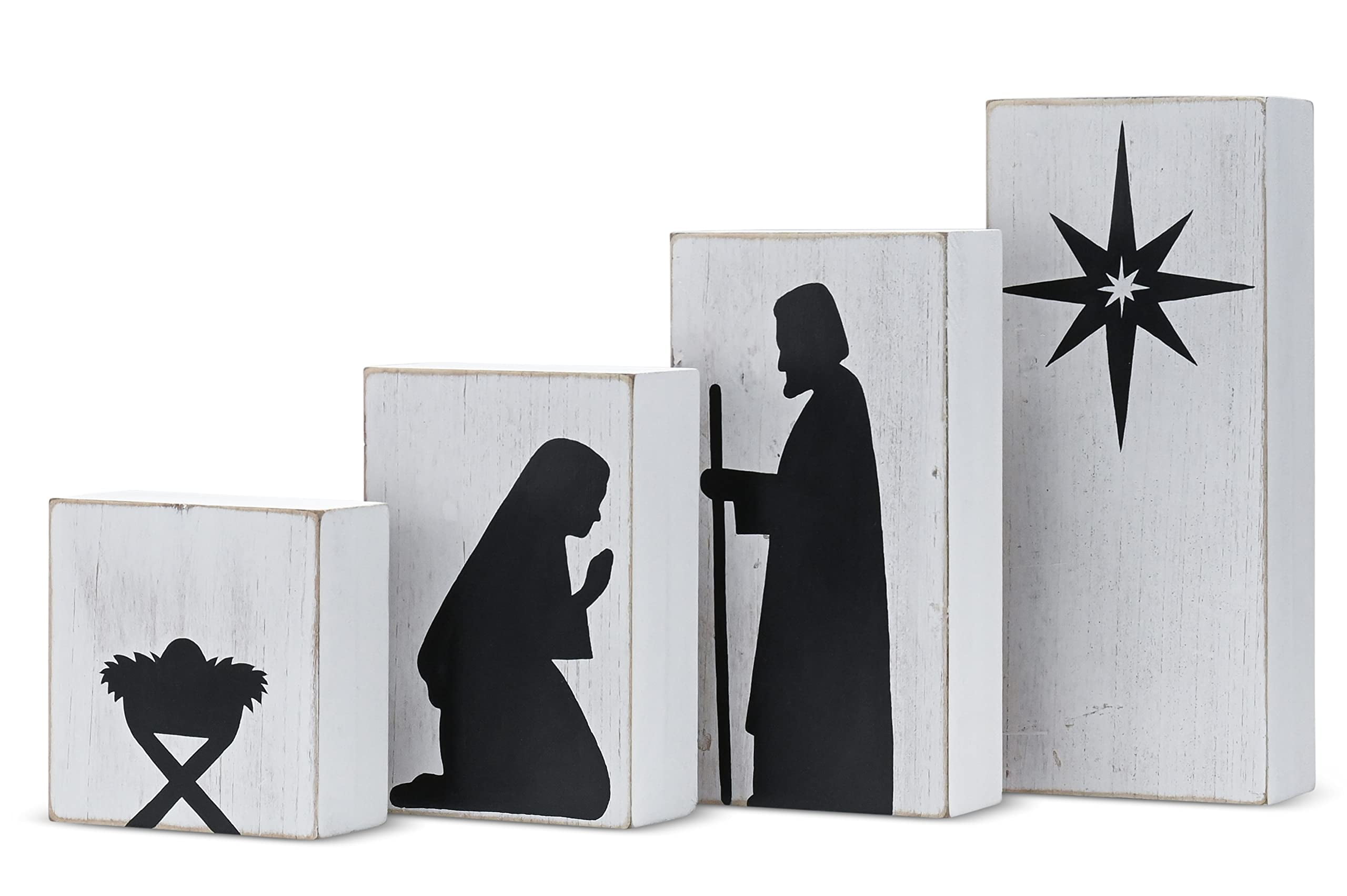 Ornativity Wooden Block Nativity Scene - Black Silhouette Christmas ...