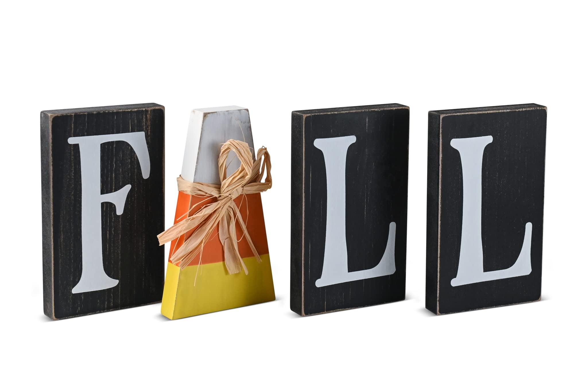 Ornativity Wooden Fall Shelf Blocks - Rustic Wooden Painted Candy Corn ...