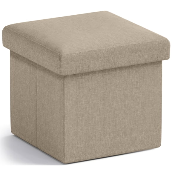 Small Storage Ottoman, Set of 2 Foldable Collapsible Cube Square Linen ...
