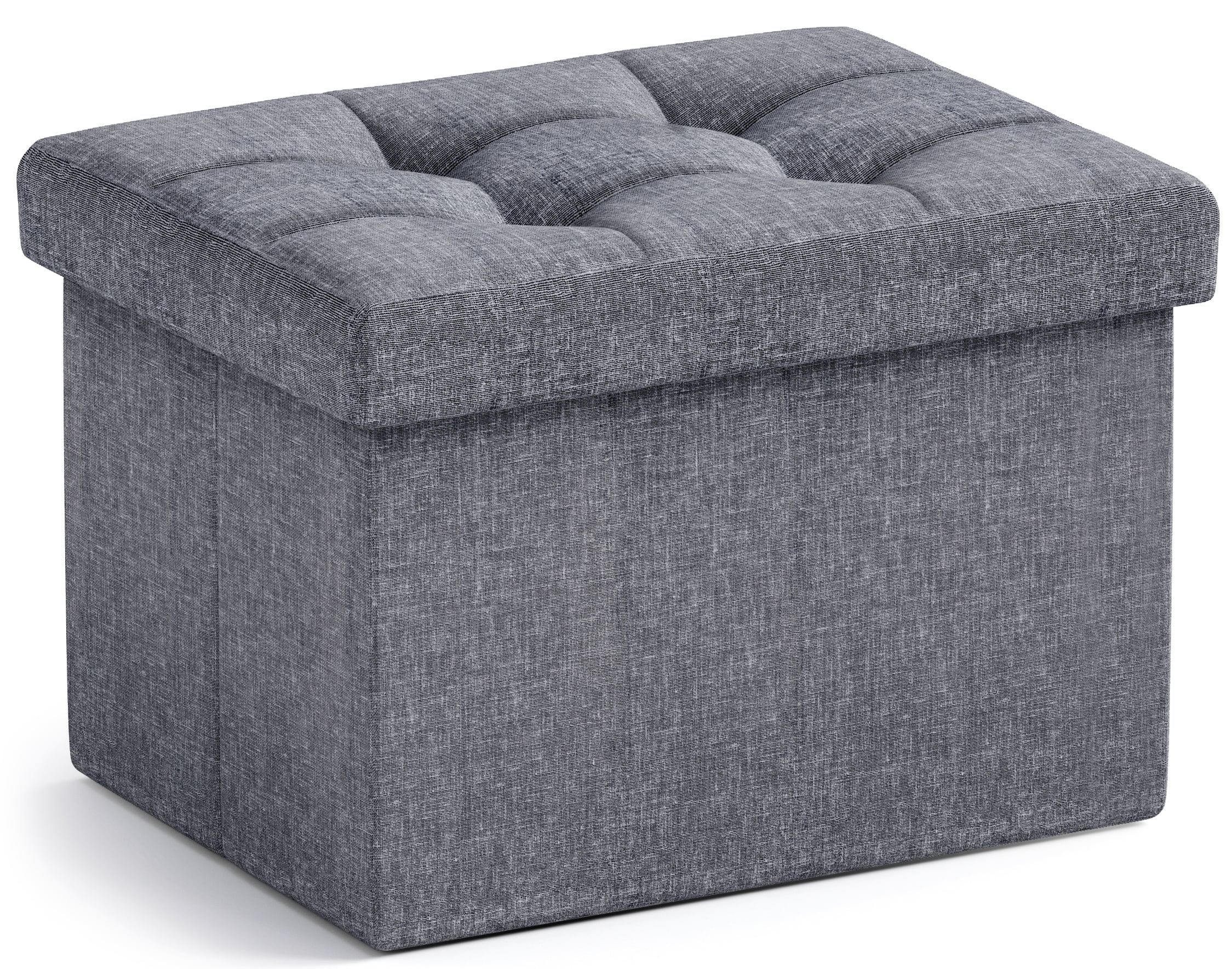 Ornavo Storage Ottoman 12x16x12 Foldable Linen Foot Rest Seat with ...