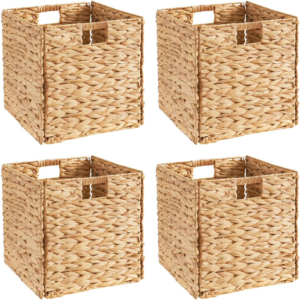 Ornavo Home 10.5 x 10.5 Inch Water Hyacinth Baskets Set of 4 ...