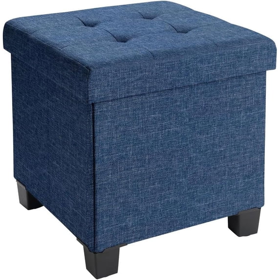 Ornavo Home 15 Inch Folding Storage Ottoman with Storage, Square Cube ...