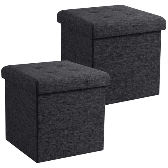 Ornavo Home 2 Pack 15 Inch Folding Storage Ottoman with Storage, Square ...