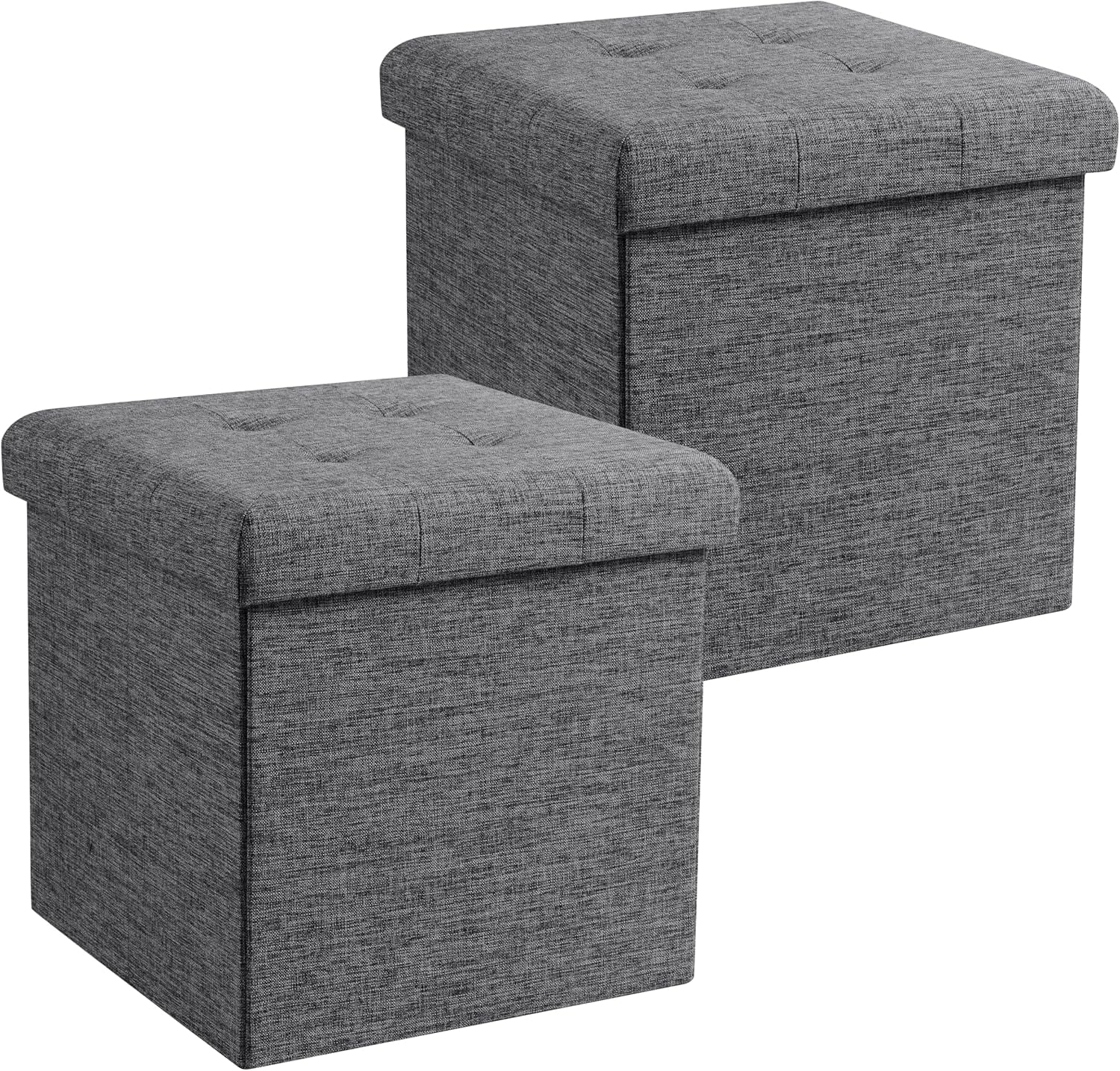 Ornavo Home 2 Pack 15 Inch Folding Storage Ottoman with Storage, Square ...