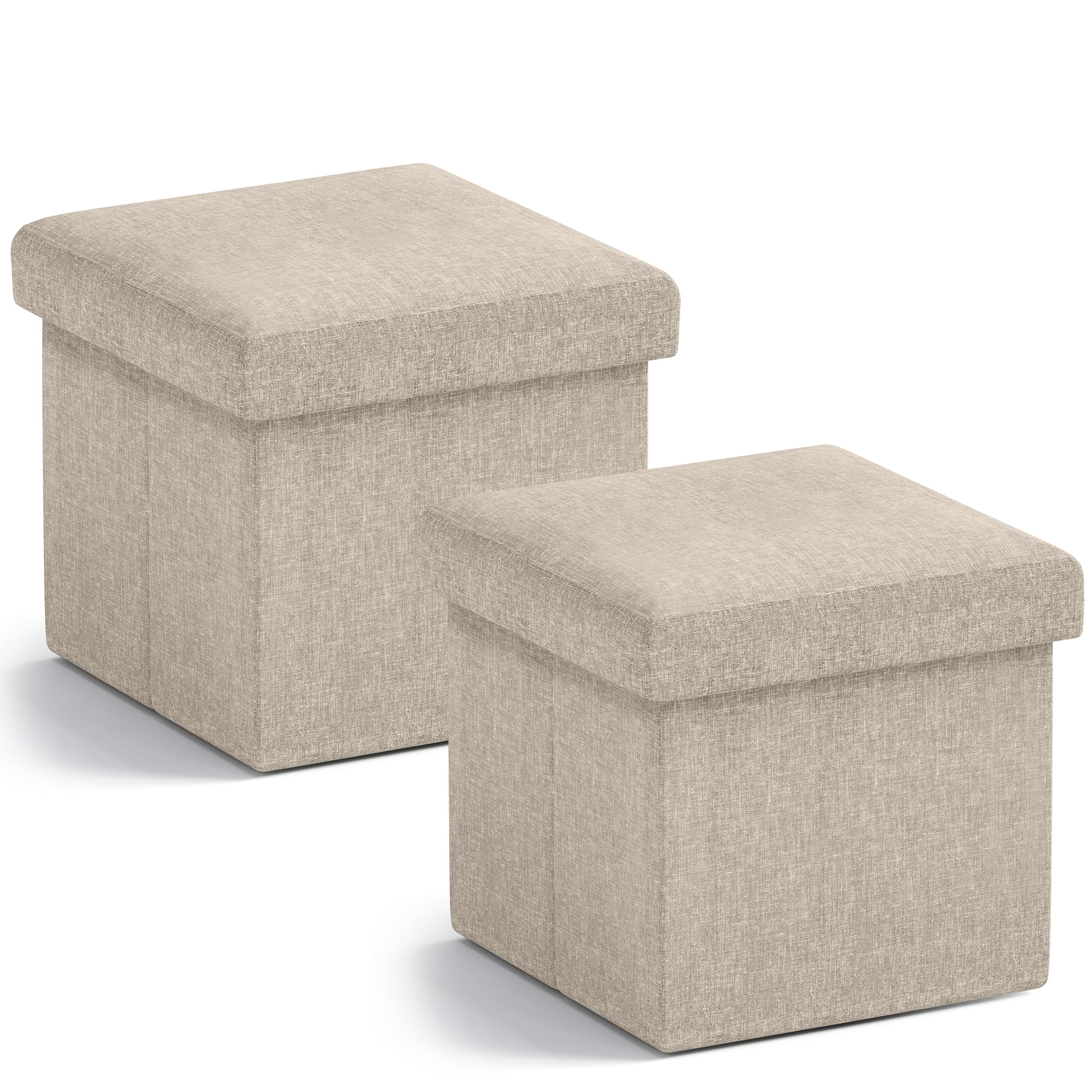 Ornavo, Small Storage Ottoman, 12x12x12, Foldable Beige - Walmart.com
