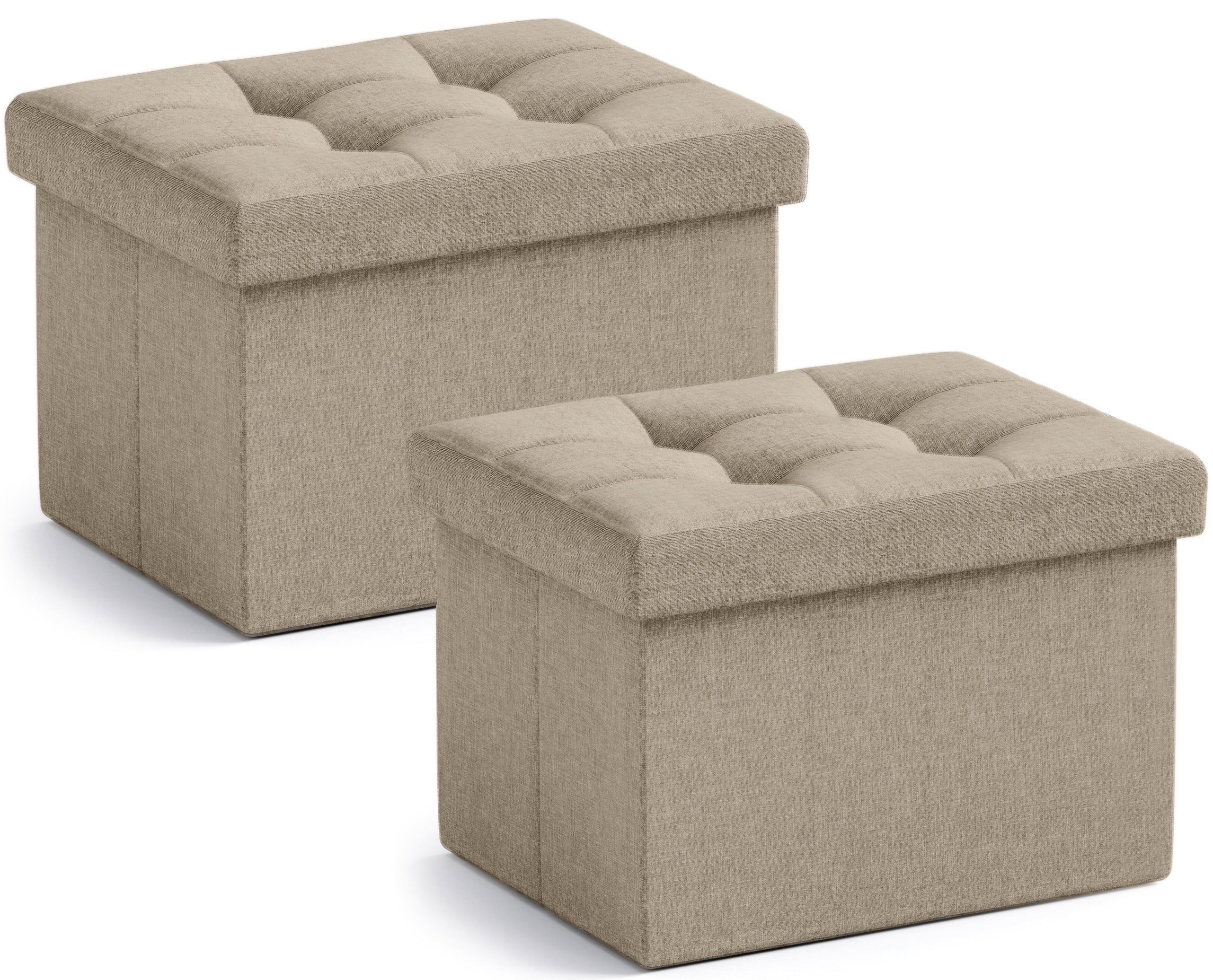 Ornavo Home 2 Pack Small Storage Ottoman Foldable Collapsible Rectangle ...