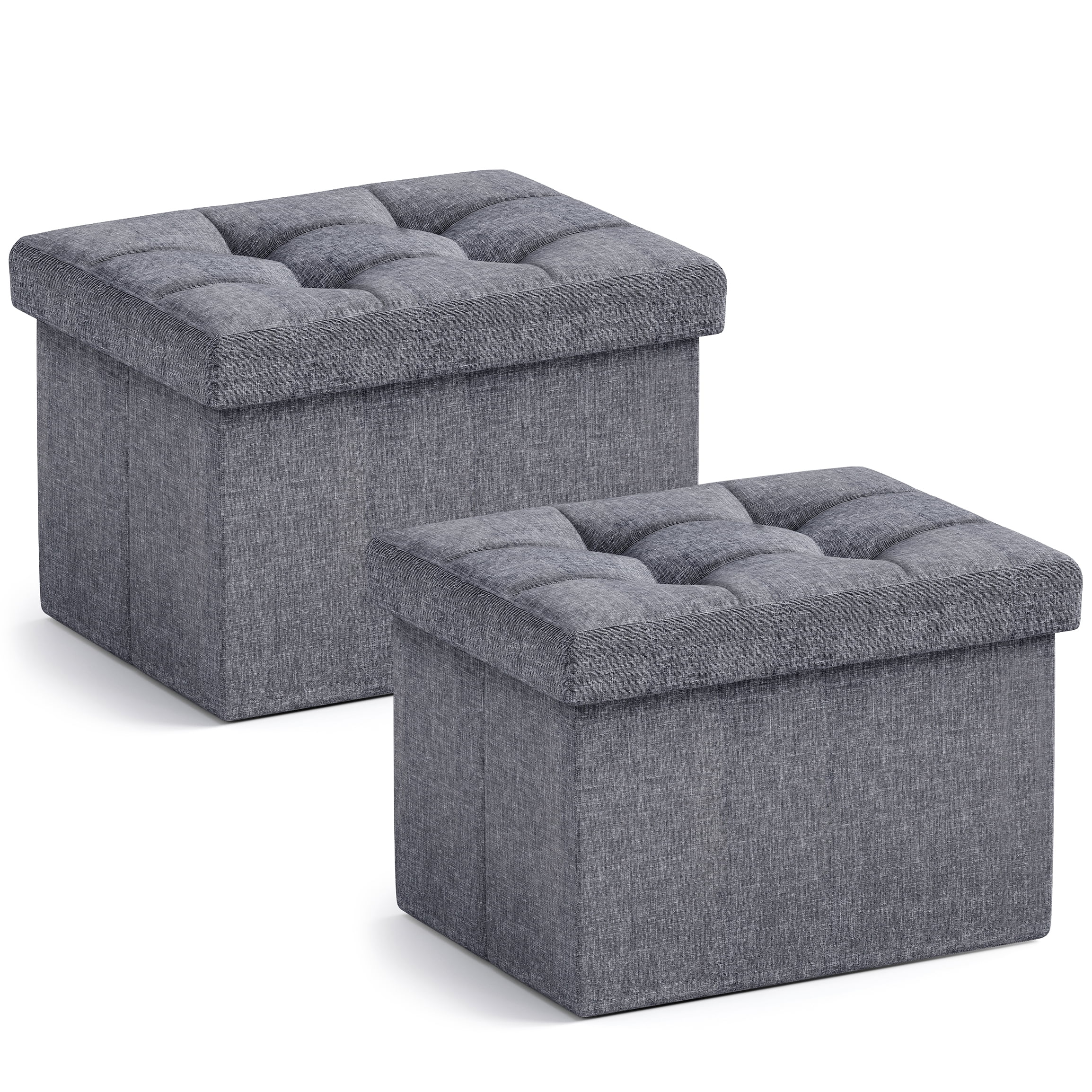Ornavo Home 2 Pack Small Storage Ottoman Foldable Collapsible Rectangle ...