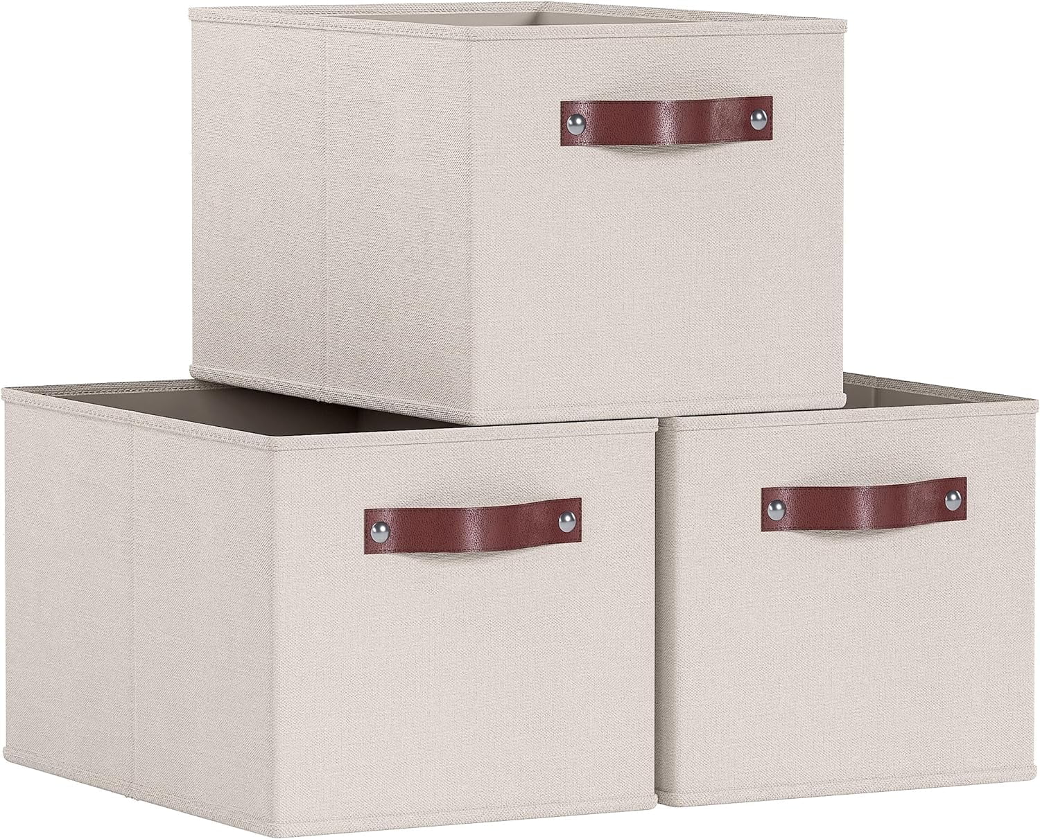 Ornavo Home Collapsible Shelf Basket Rectangle Storage Bins with Faux ...