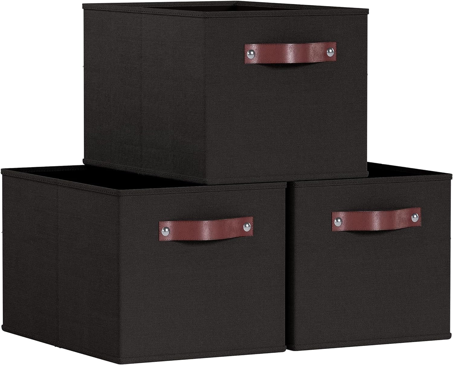 Ornavo Home Collapsible Shelf Basket Rectangle Storage Bins with Faux ...