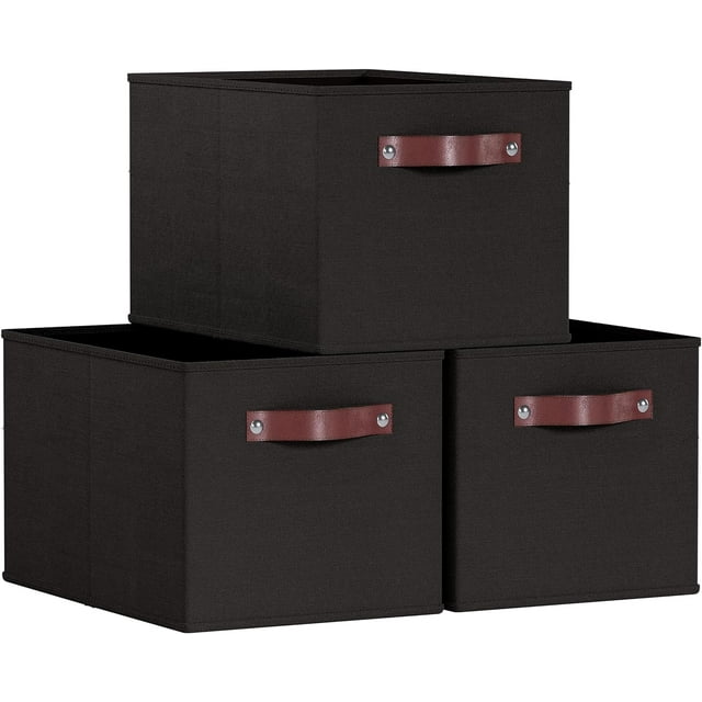 Ornavo Home Collapsible Shelf Basket Rectangle Storage Bins with Faux ...