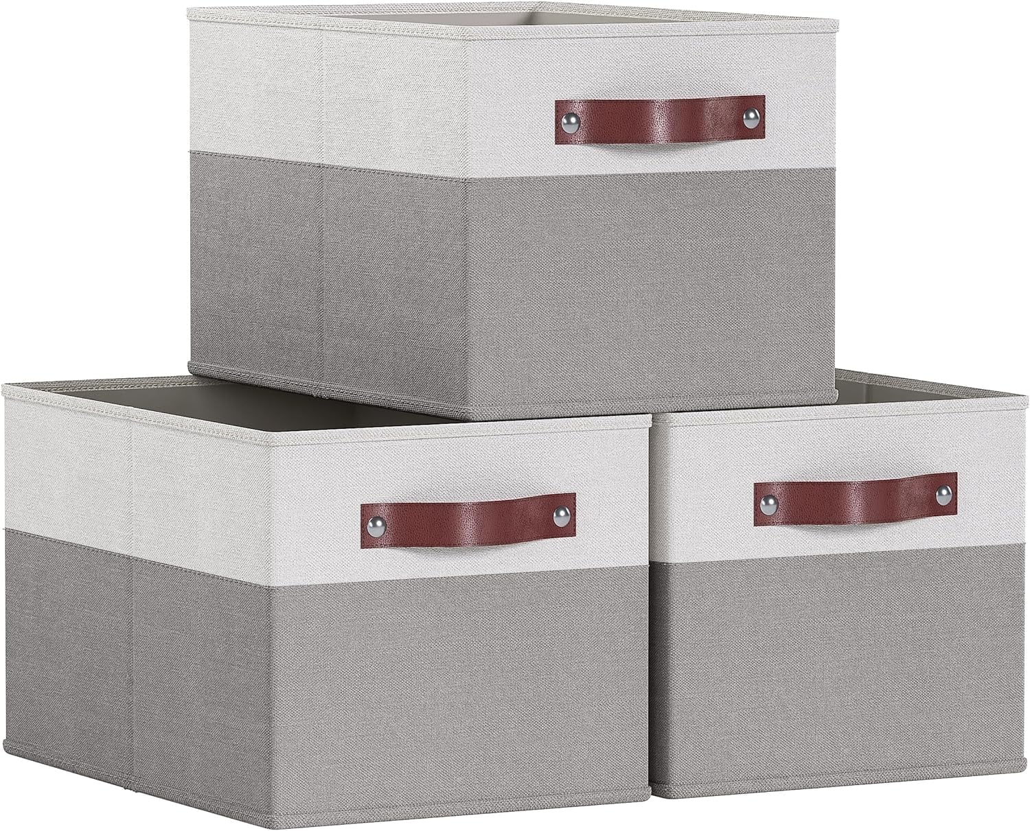 Ornavo Home Collapsible Shelf Basket Rectangle Storage Bins with Faux ...