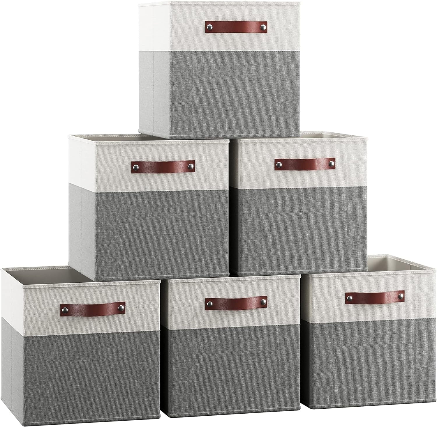 Ornavo Home Durable Foldable Storage Bins - Linen Fabric, Leather ...