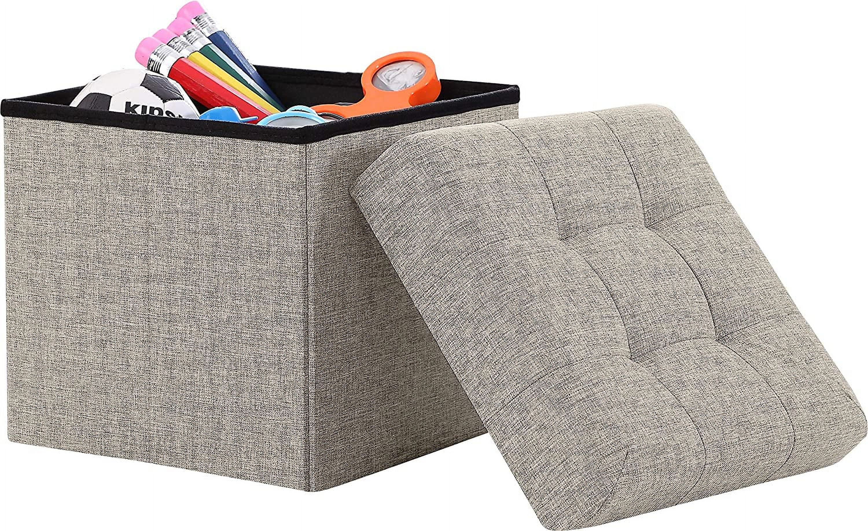 "Ornavo Home Collapsible Fabric Foldable Linen Storage Ottoman Cube ...