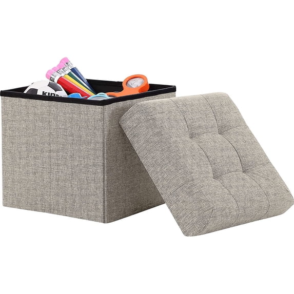 "Ornavo Home Collapsible Fabric Foldable Linen Storage Ottoman Cube ...