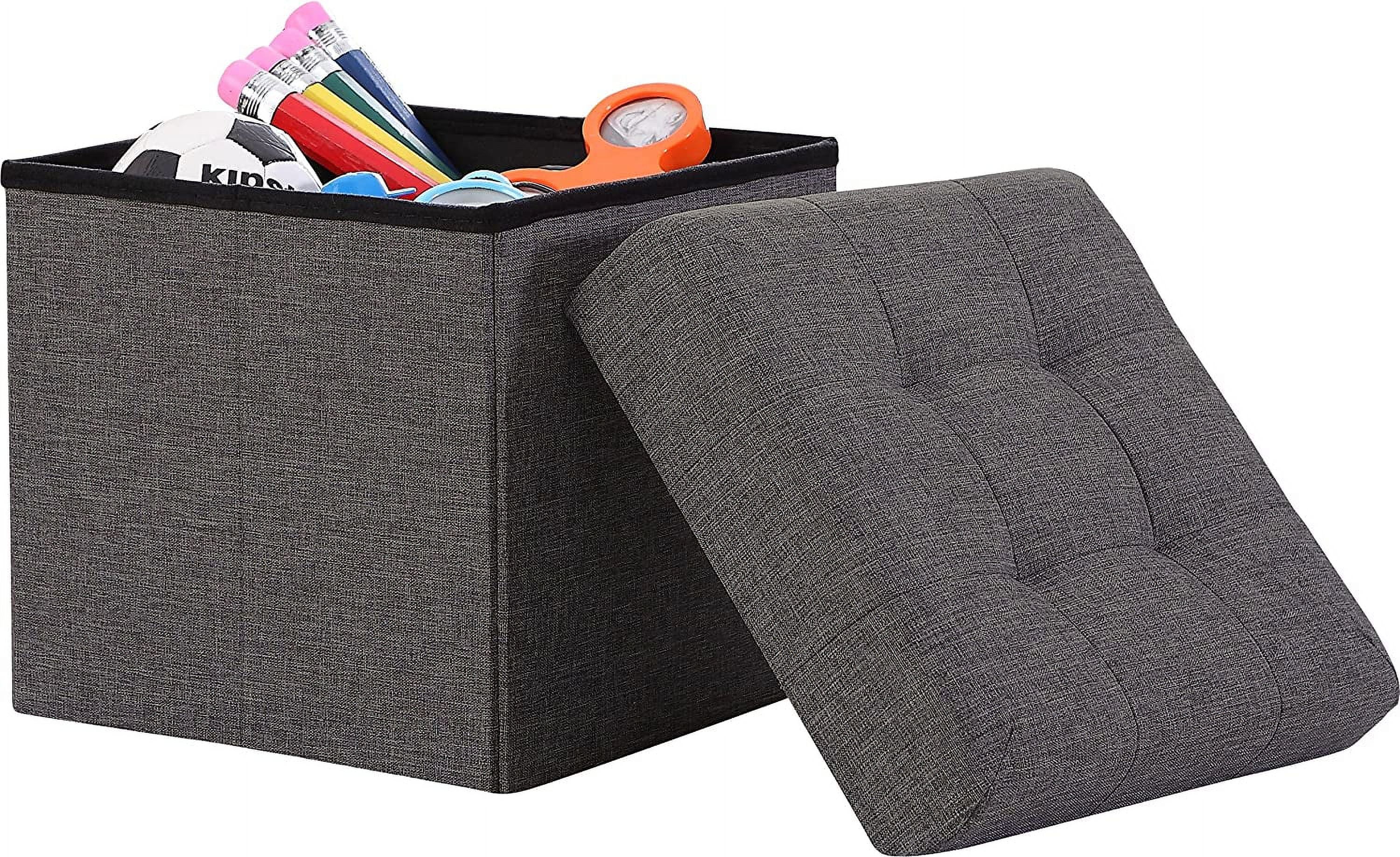 Ornavo Foldable Tufted Linen Storage Ottoman, Foot Rest, 15x15 ...