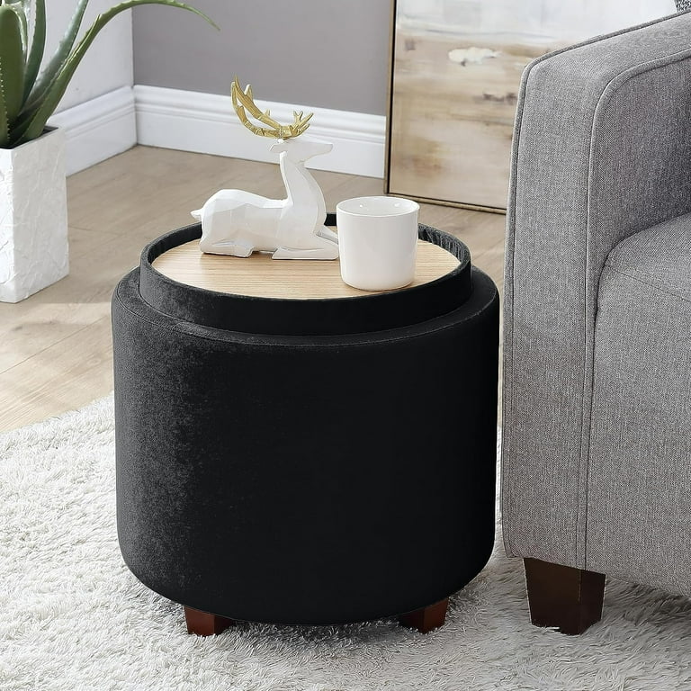 Black velvet ottoman coffee table store