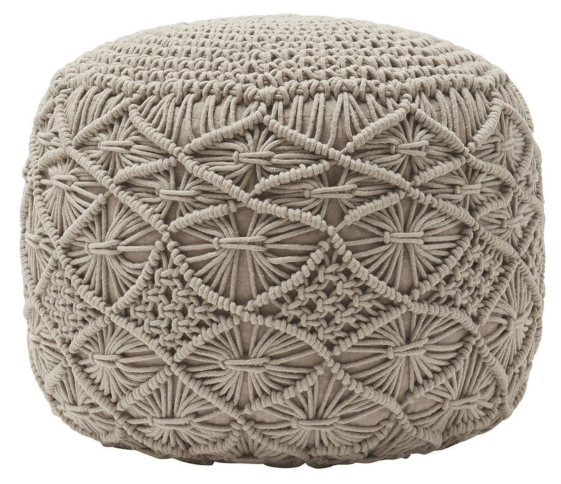Ornavo Home Pouf Ottoman, 100% Cotton, Hand Knitted Boho Round Foot ...