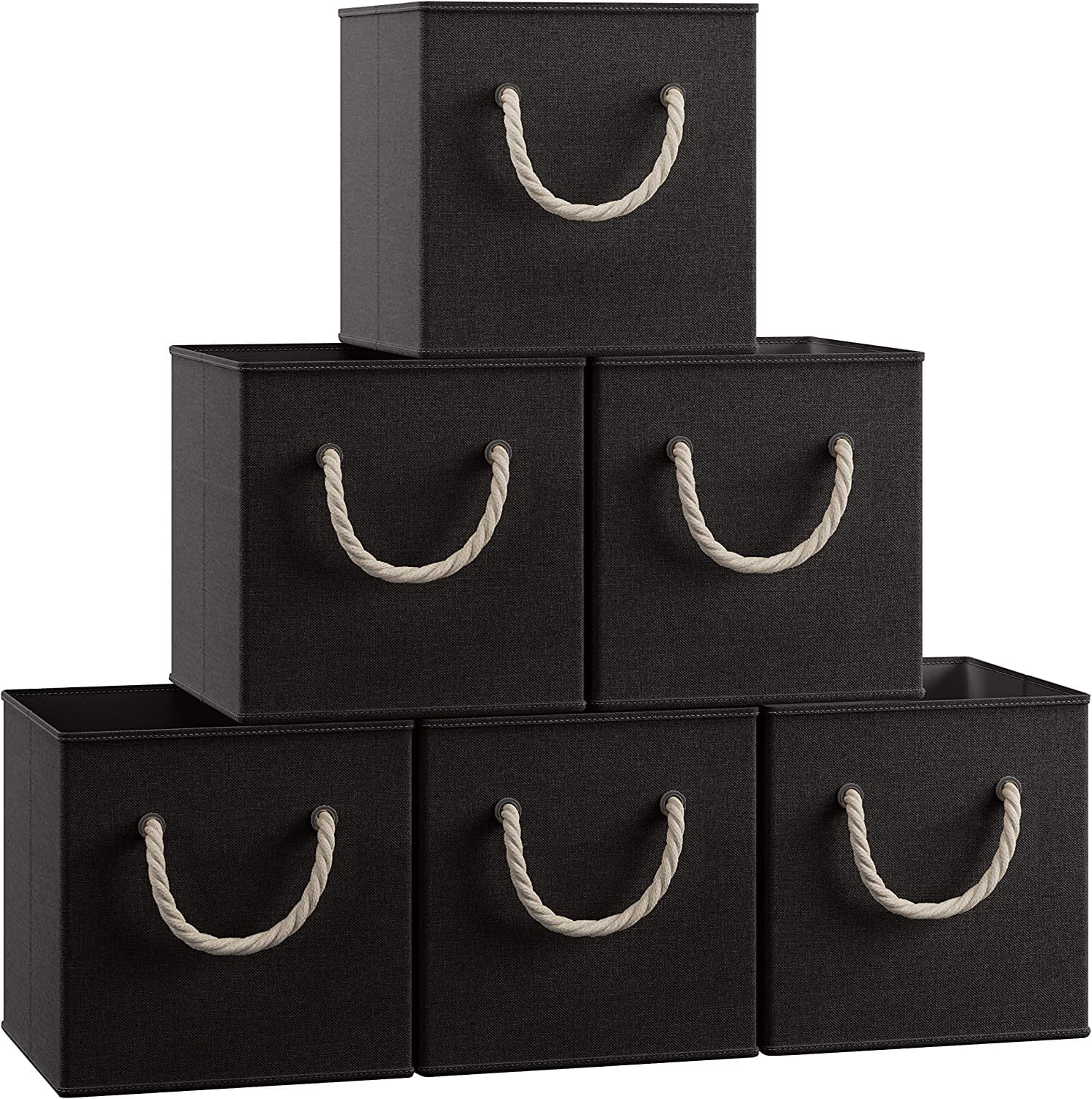 "Ornavo Home Foldable Linen Storage Box with Rope Handles 6-Pack - 13 ...