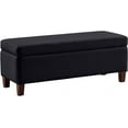 Ornavo Home Storage Ottoman Bench, Velvet Black Upholstered ...