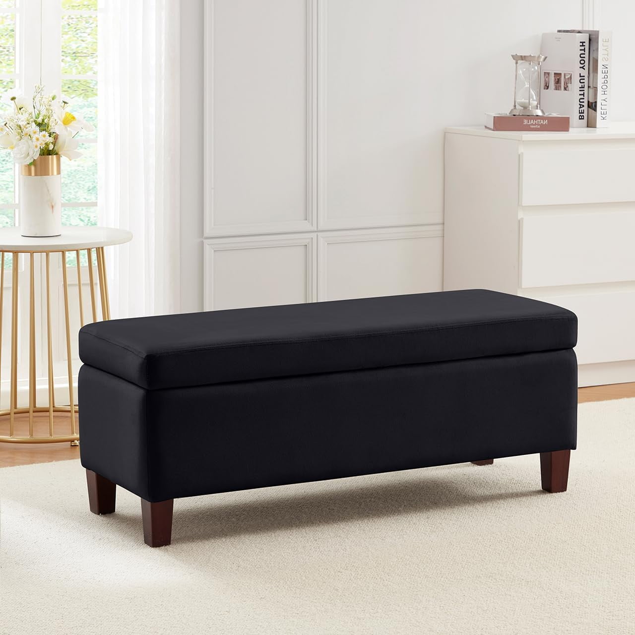Ornavo Home Storage Ottoman Bench Upholstered Rectangle Storage Ottoman ...
