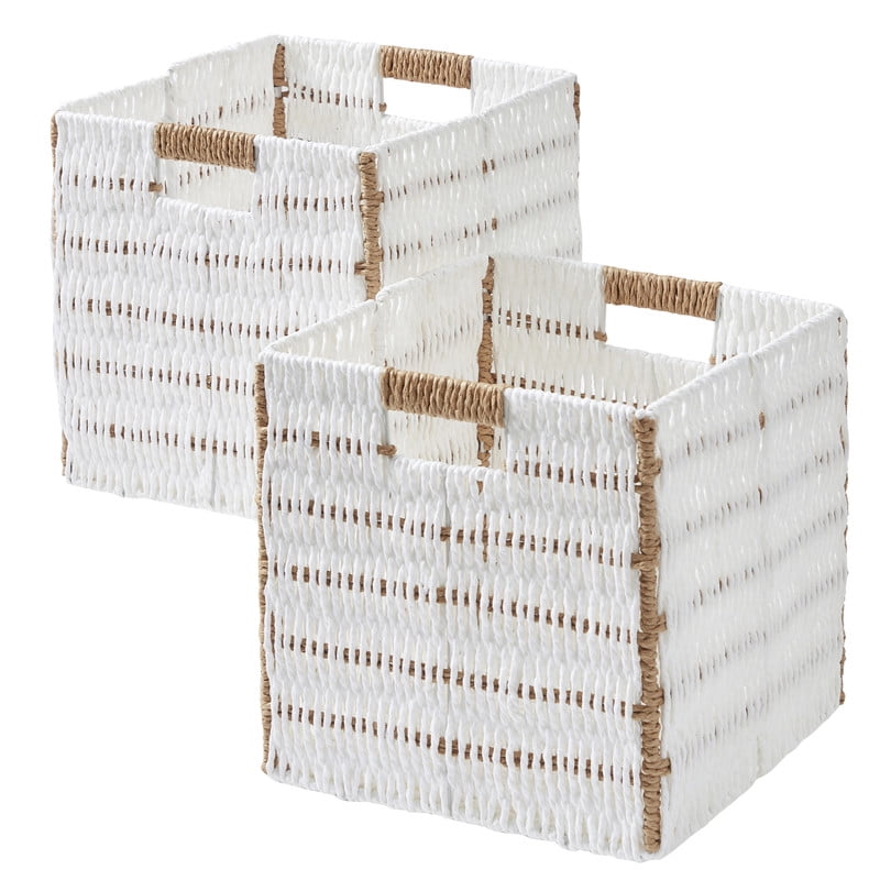 Ornavo Home Wicker Storage Cubes Bin, 10.5 Inch Storage Shelf Basket ...