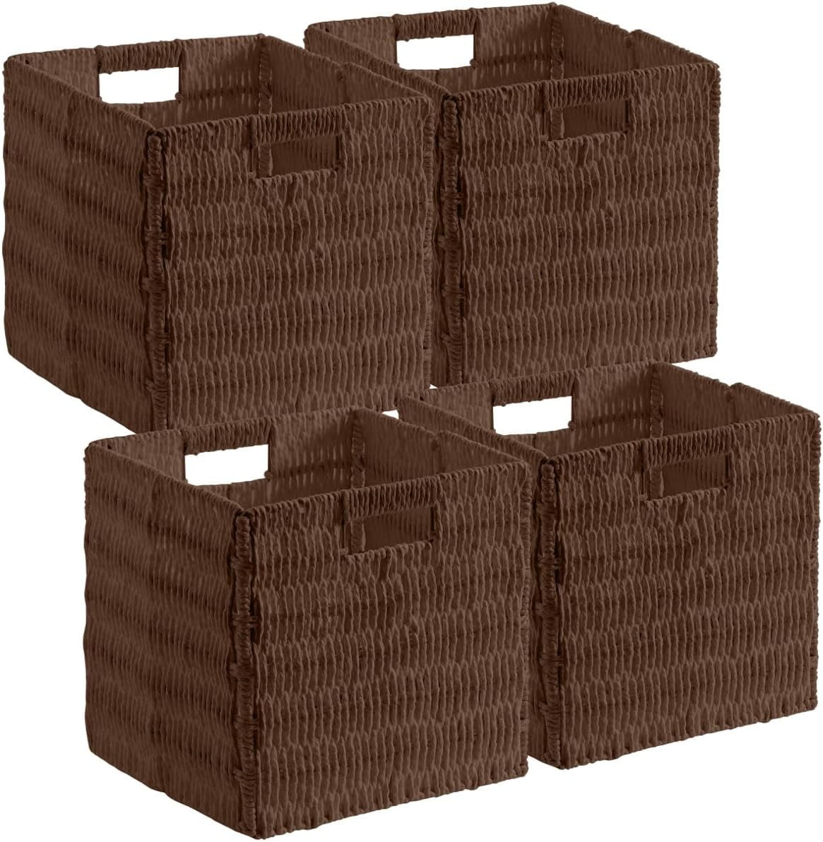 Ornavo Home Wicker Storage Cubes Bin, 10.5 Inch Storage Shelf Basket ...