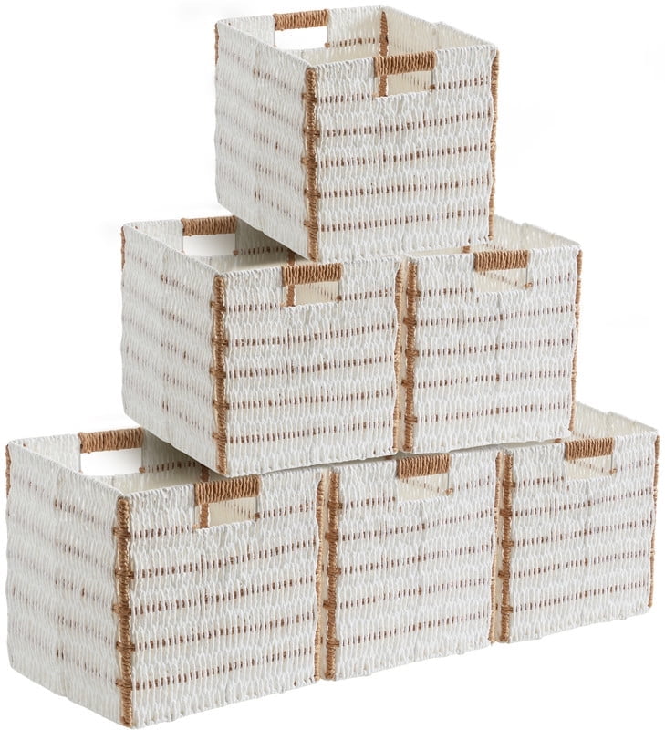 Ornavo Home Wicker Storage Cubes Bin, 10.5 Inch Storage Shelf Basket ...