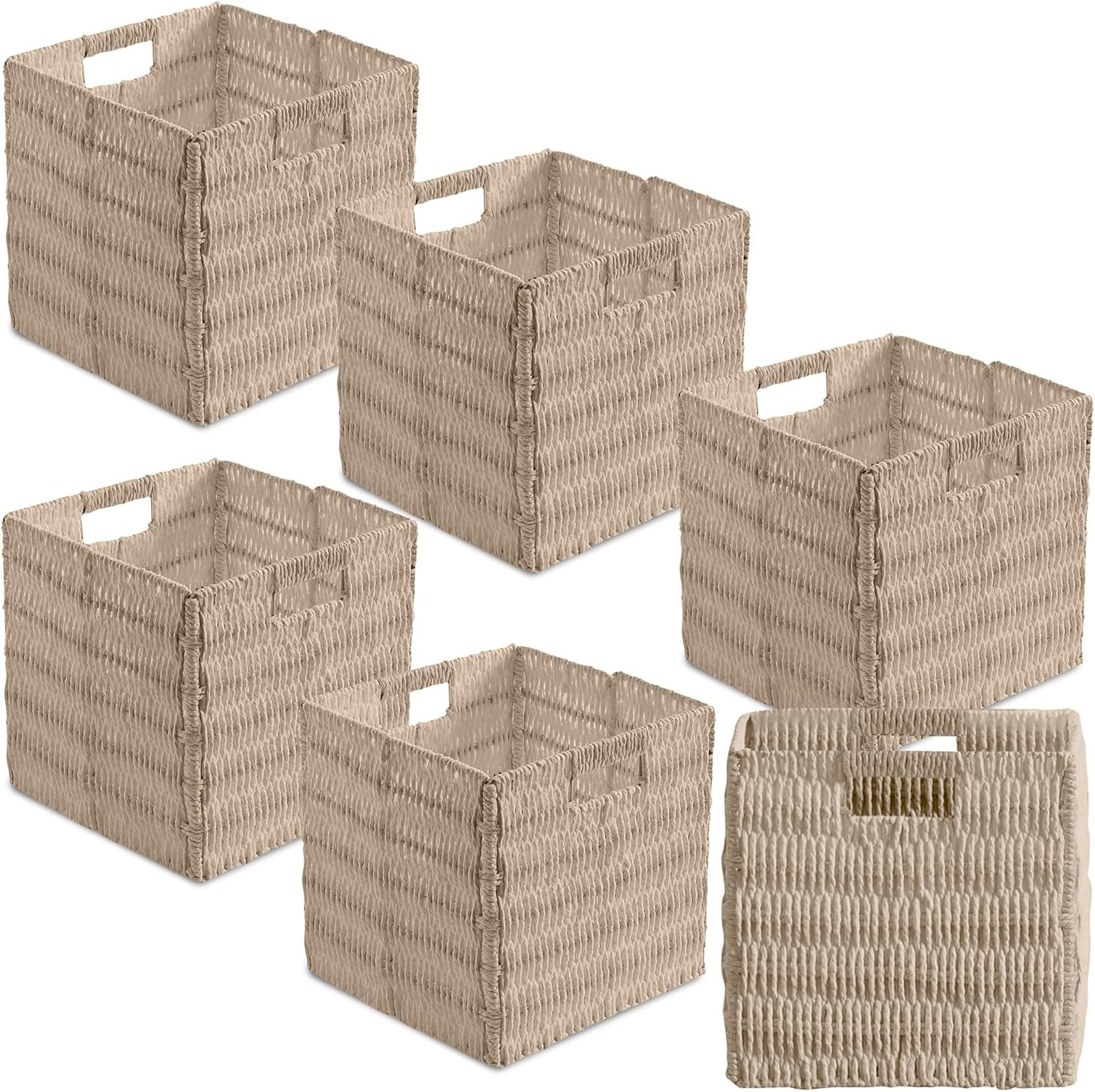 Ornavo Home Wicker Storage Cubes Bin, 13 x 13 Inch Storage Cubes Shelf ...