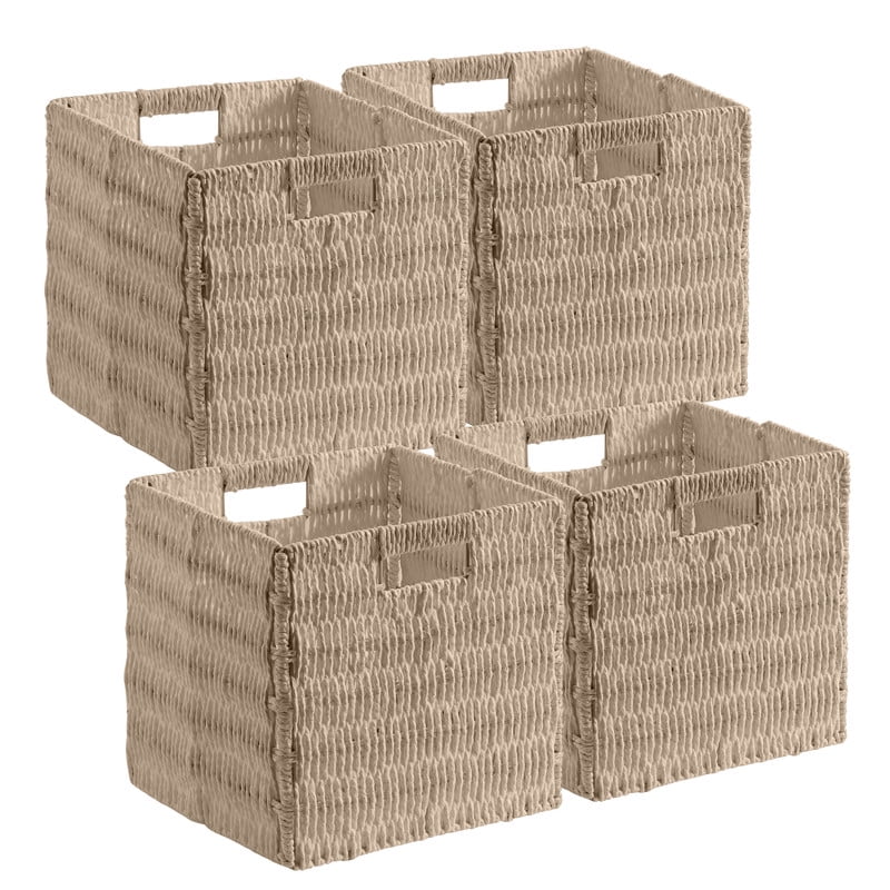 Ornavo Home Wicker Storage Cubes Bin, 13 x 13 Inch Storage Cubes Shelf ...