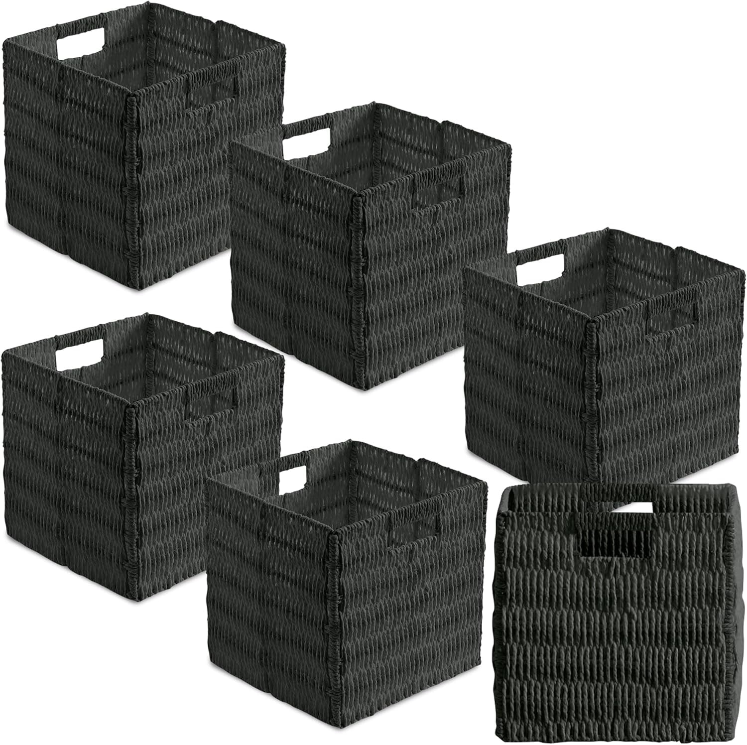 Ornavo Home Wicker Storage Cubes Bin, 9 Inch Shelf Basket Collapsible ...
