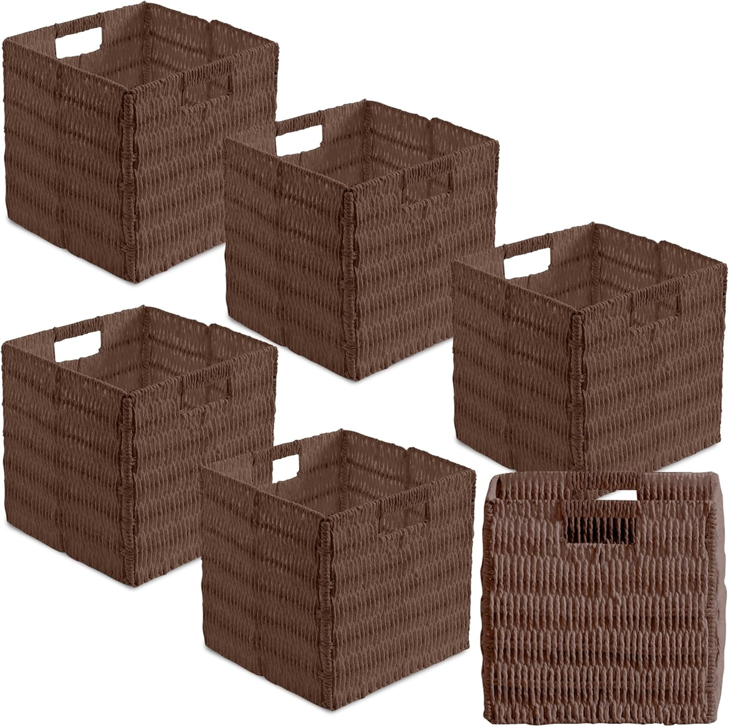 Ornavo Home Wicker Storage Cubes Bin, 9 Inch Shelf Basket Collapsible ...