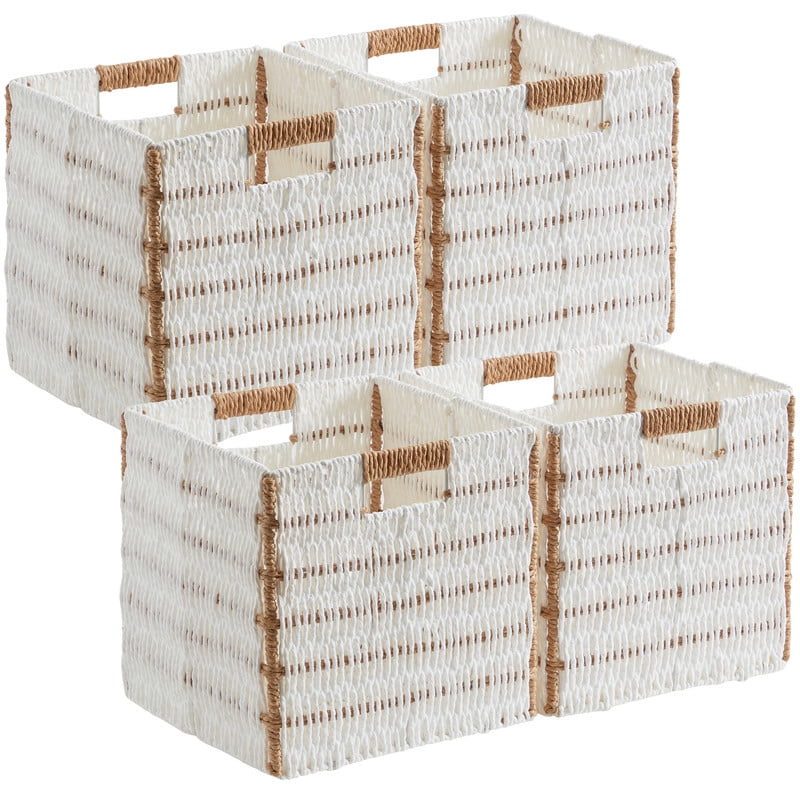 Ornavo Home Wicker Storage Cubes Bin, 9 Inch Storage Shelf Basket ...