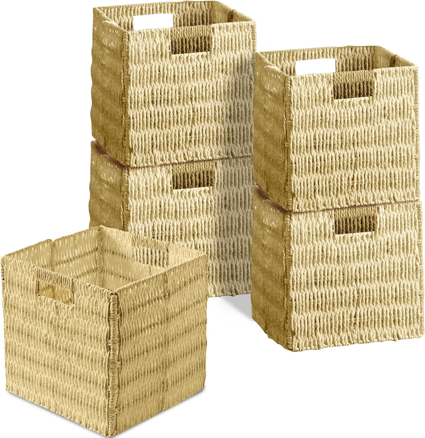 Ornavo Home Wicker Storage Cubes Bin, 9 Inch Storage Shelf Basket ...