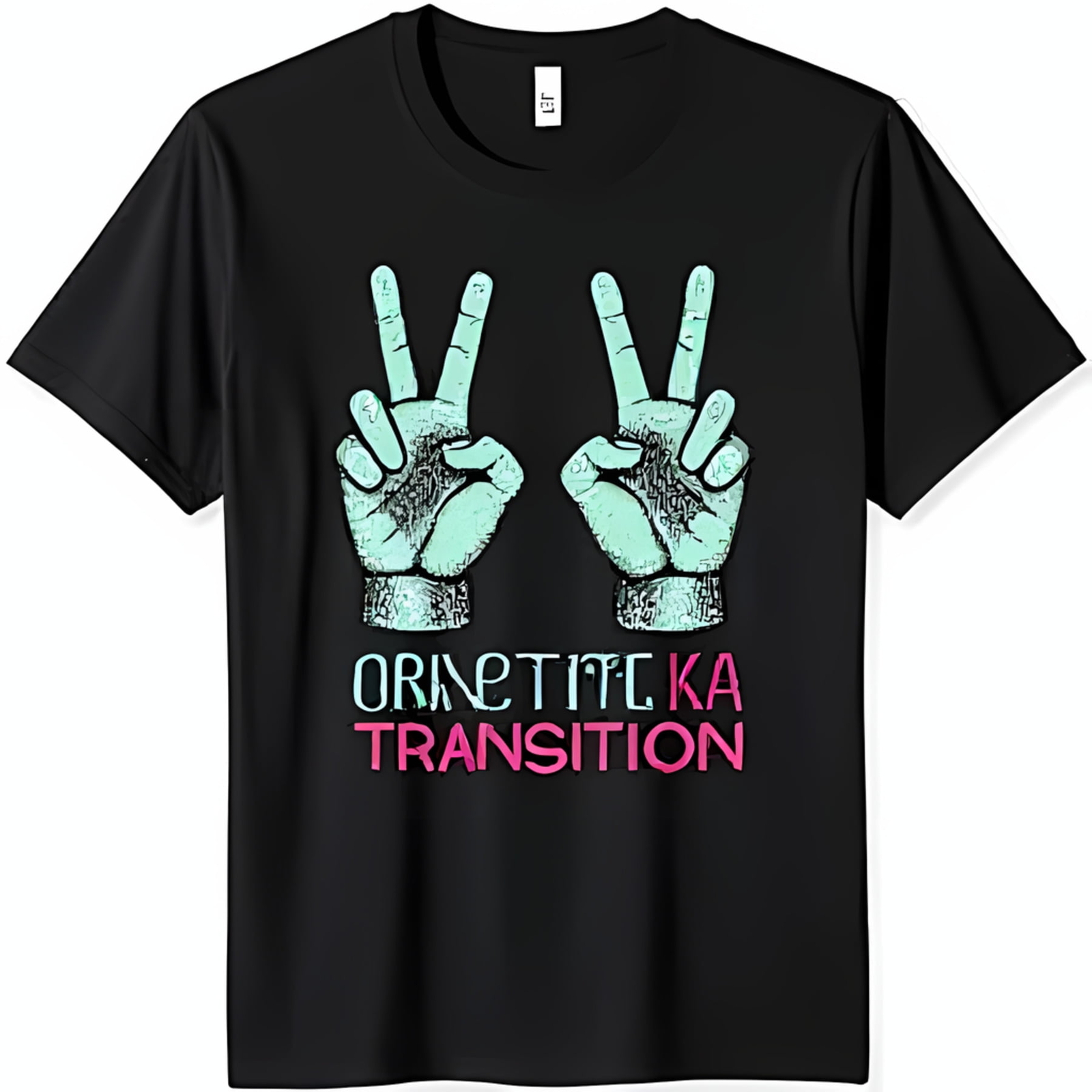 Ornette Transition Graphic T-Shirt Black Tee with Peace Signs - Walmart.com