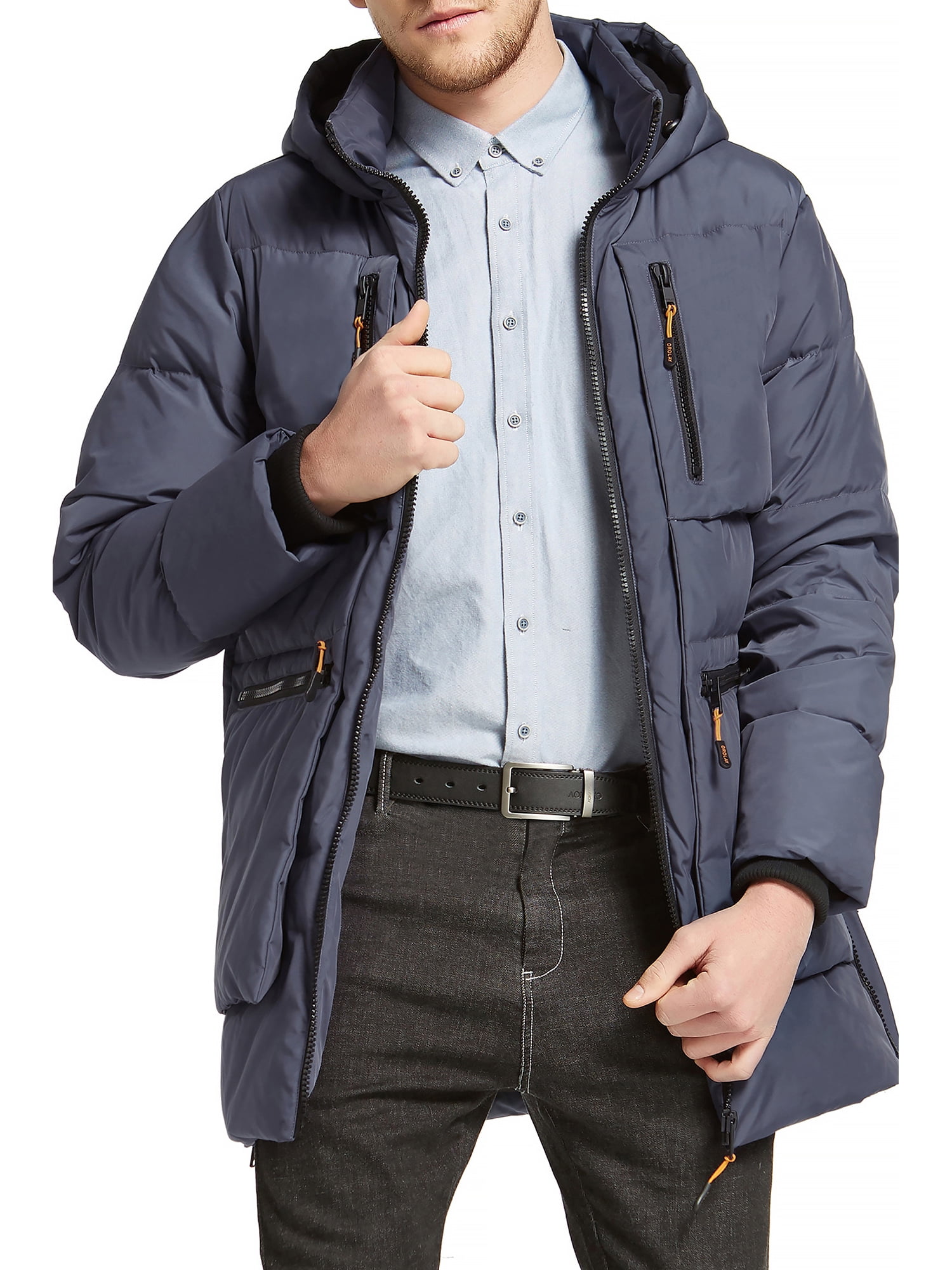 Orolay Men's Puffy Down Jacket Warm Winter Down Jacket with Multi ...