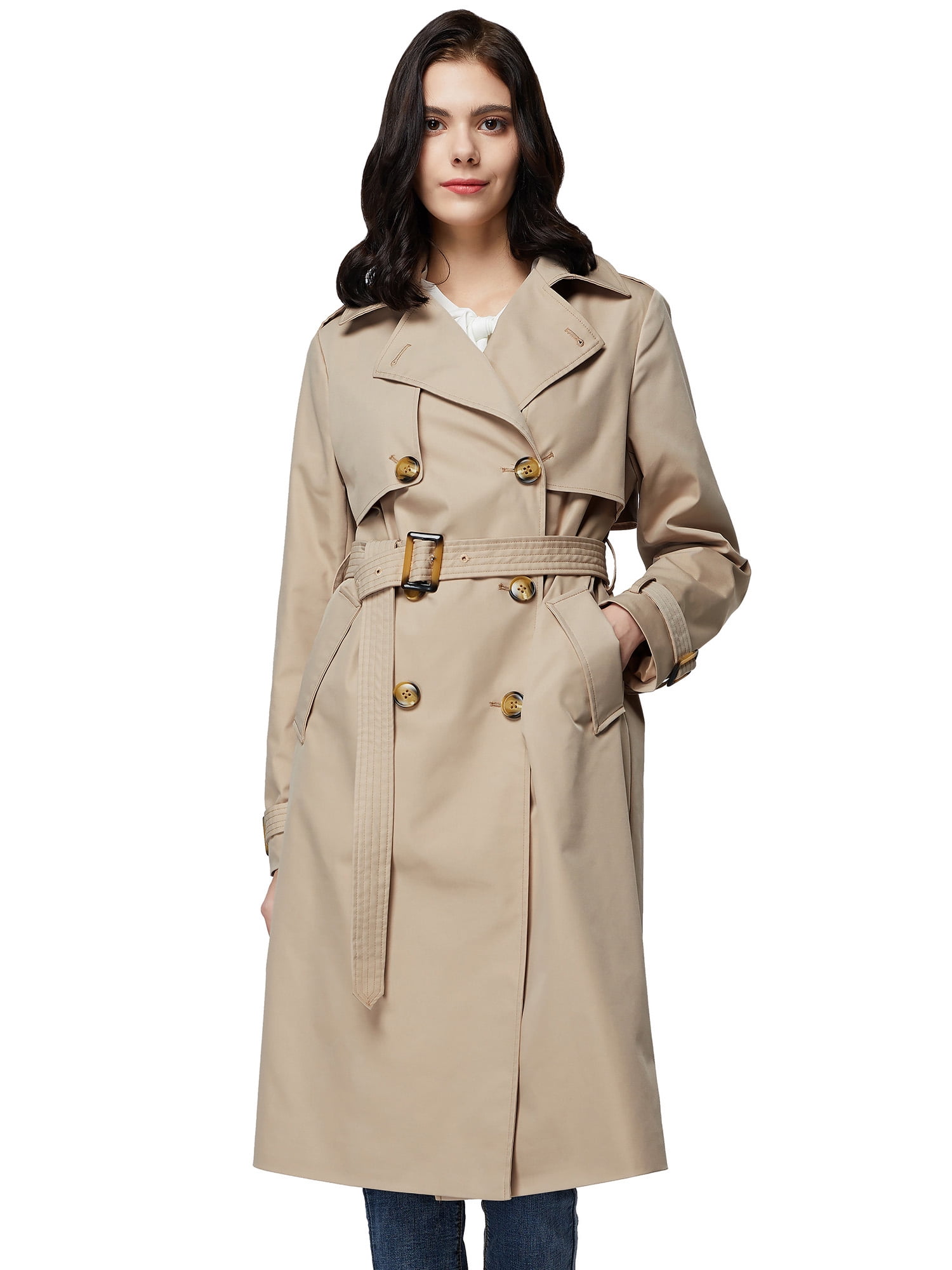 Orolay Women's Trench Coat with Belt Lightweight Double-Breasted Long ...