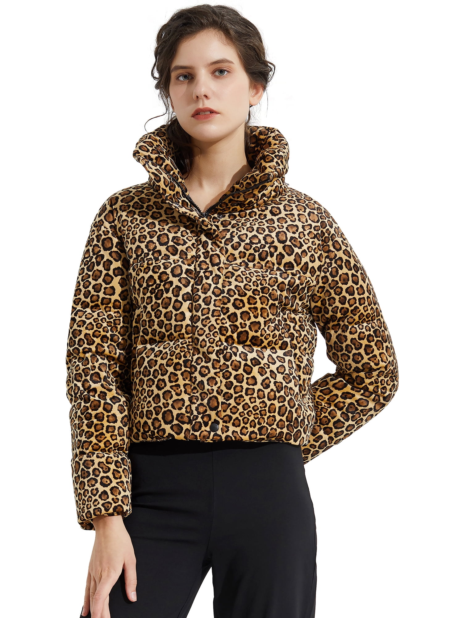 Orolay Women's Winter Windproof Waterproof Leopard-Print Puffer Down ...