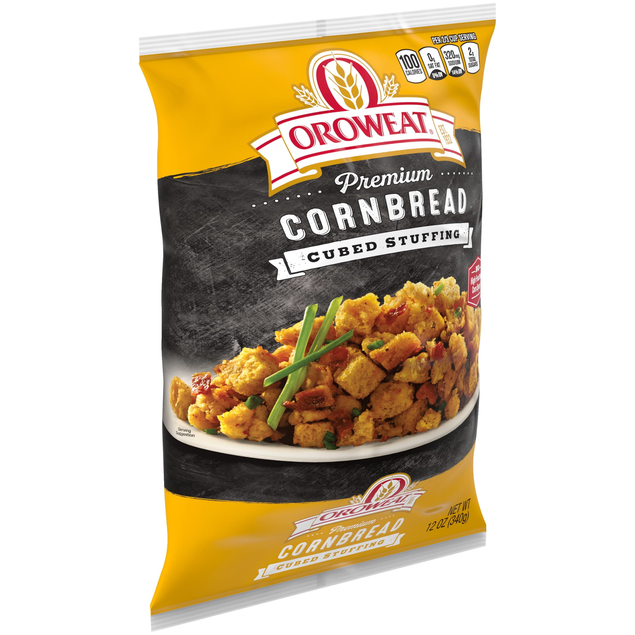 Oroweat Premium Cornbread Cubed Stuffing, 12 oz, Stuffing Bread, Bag ...