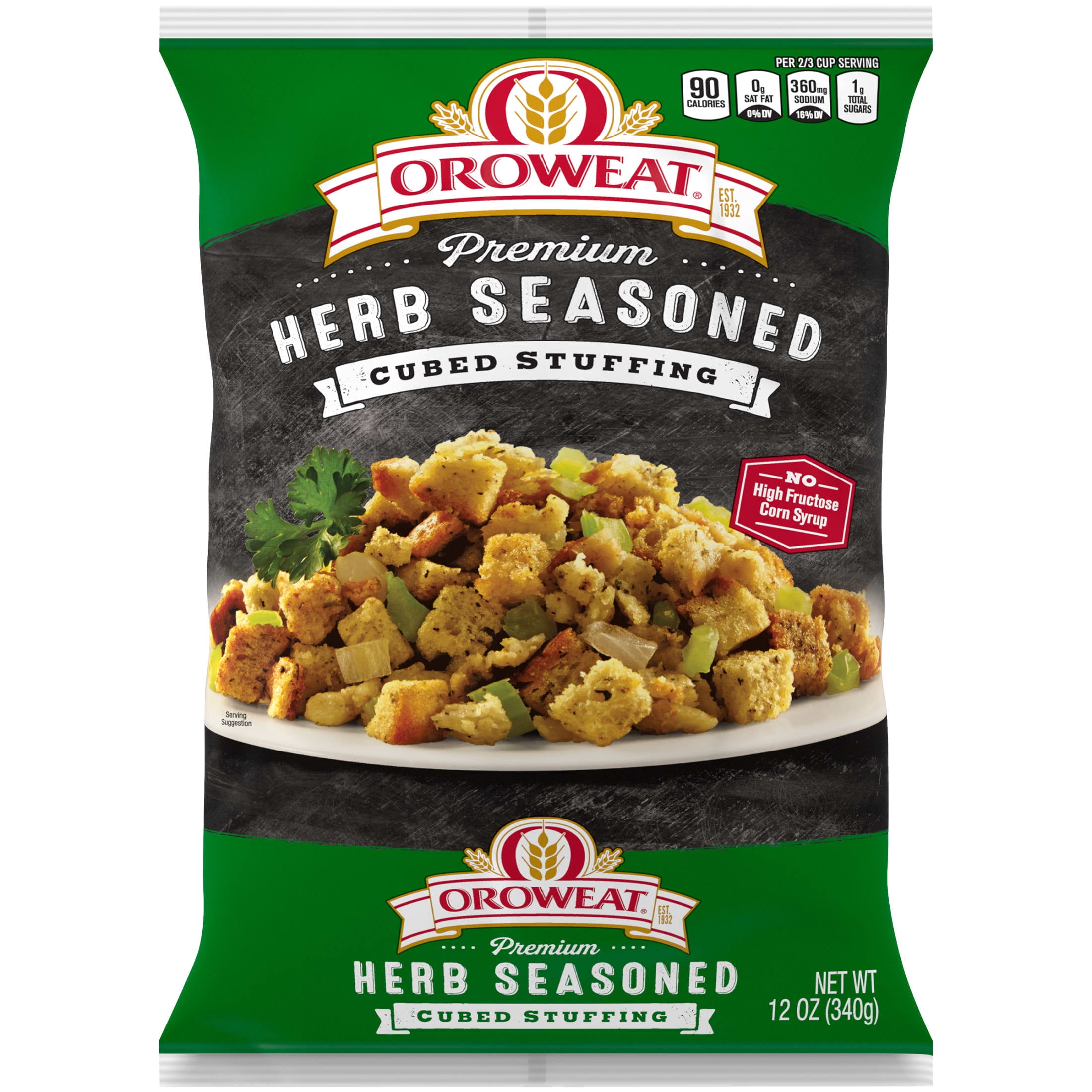 Oroweat Premium Herb Seasoned Cubed Stuffing, 12 oz, Stuffing Bread ...