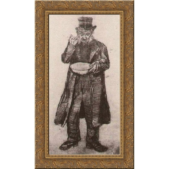 Orphan Man with Top Hat, Eating from a Plate 24x14 Gold Ornate Wood ...