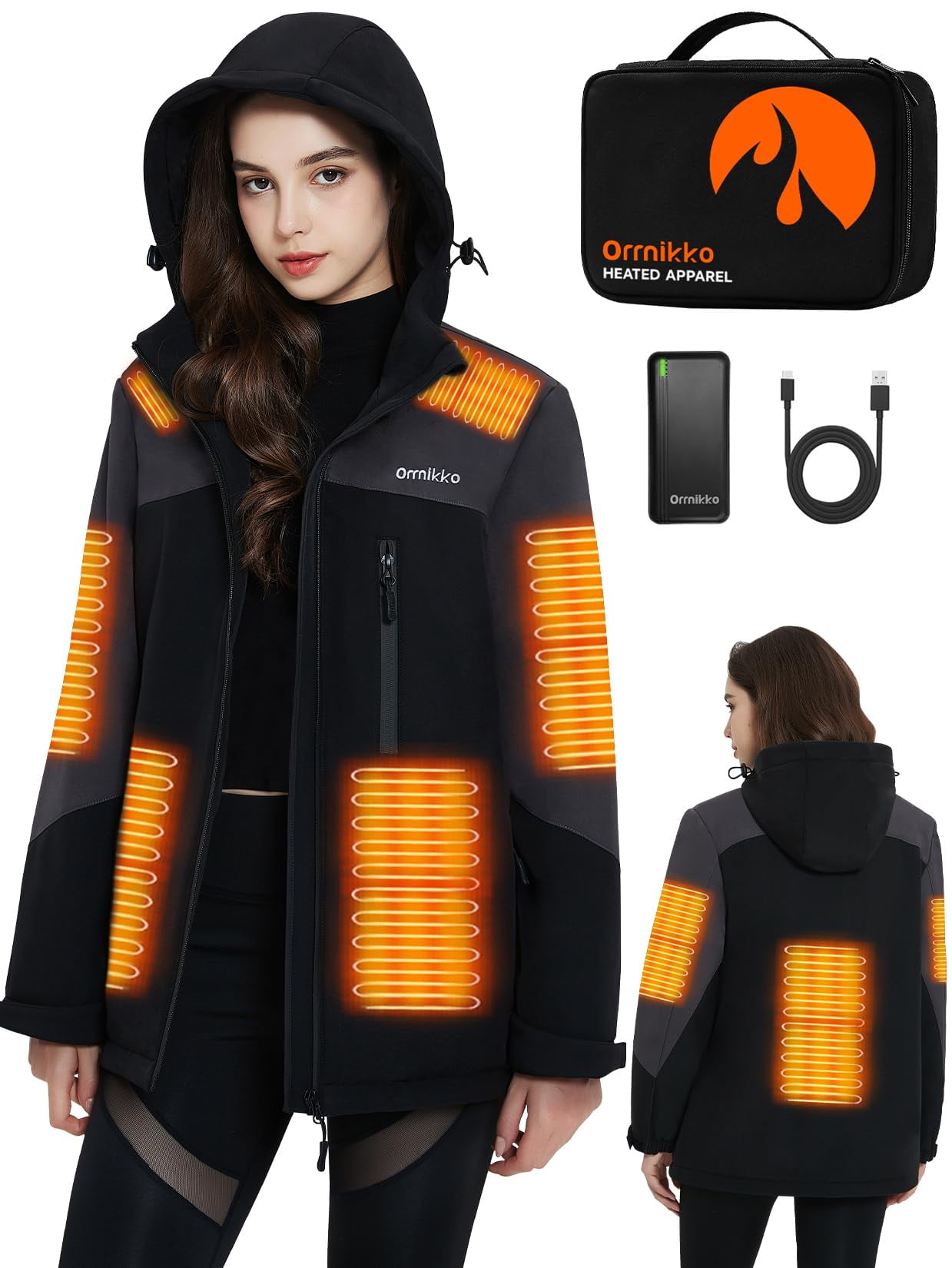 Orrnikko Heated Jacket for Women with 20000mAh Battery Winter Heating ...