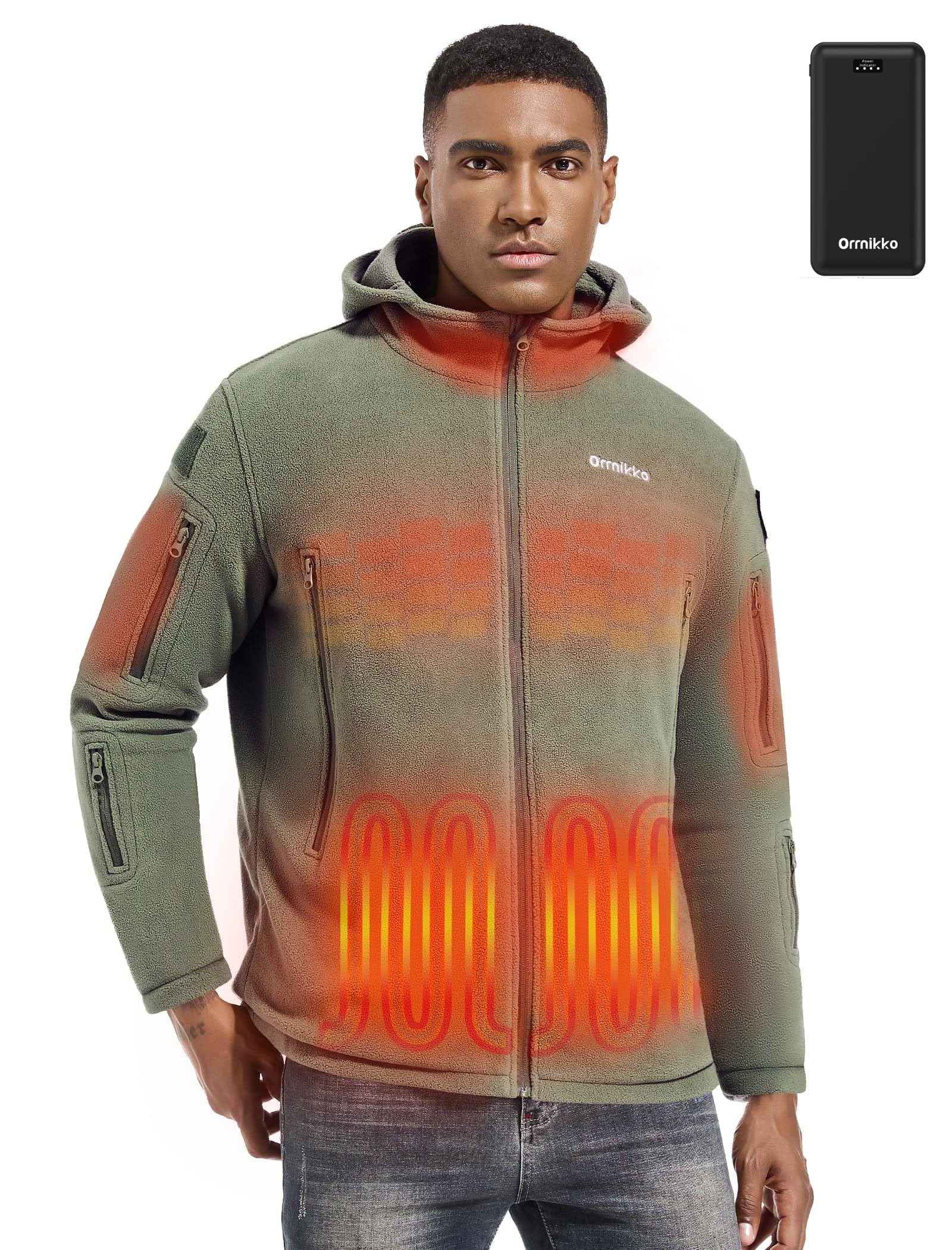 Orrnikko Men's Heated Fleece Jacket with 20000mAh Battery, Winter ...