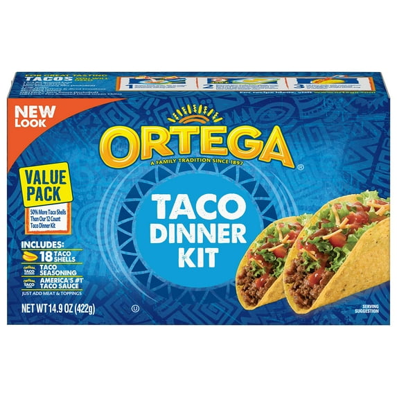 Ortega Taco Dinner Kit, YYF14 Hard Tacos, 18 Count - Walmart.com