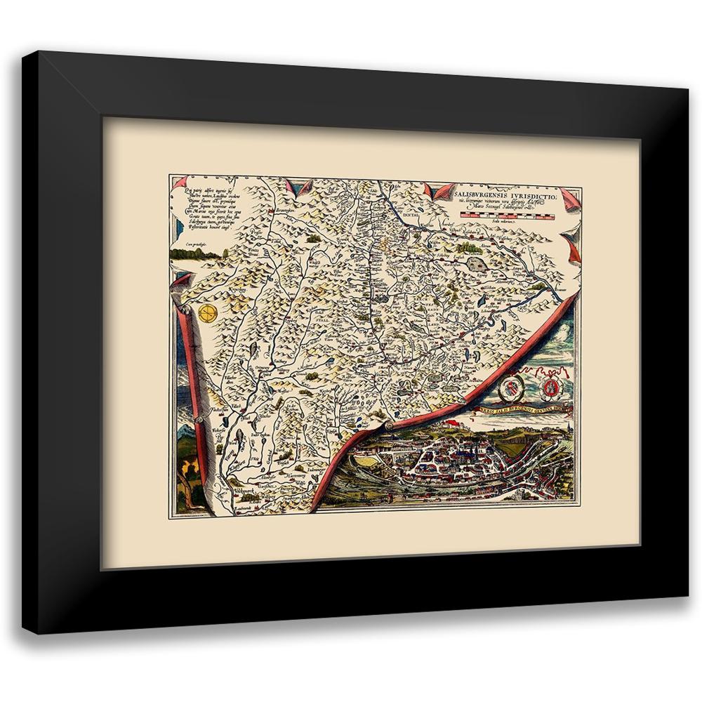Ortelius 14x12 Black Modern Framed Museum Art Print Titled - Salzburg ...