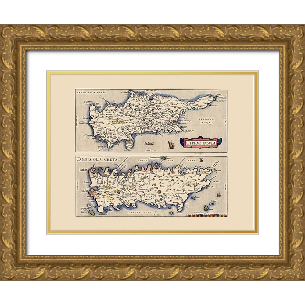 Ortelius 14x12 Gold Ornate Wood Framed with Double Matting Museum Art ...