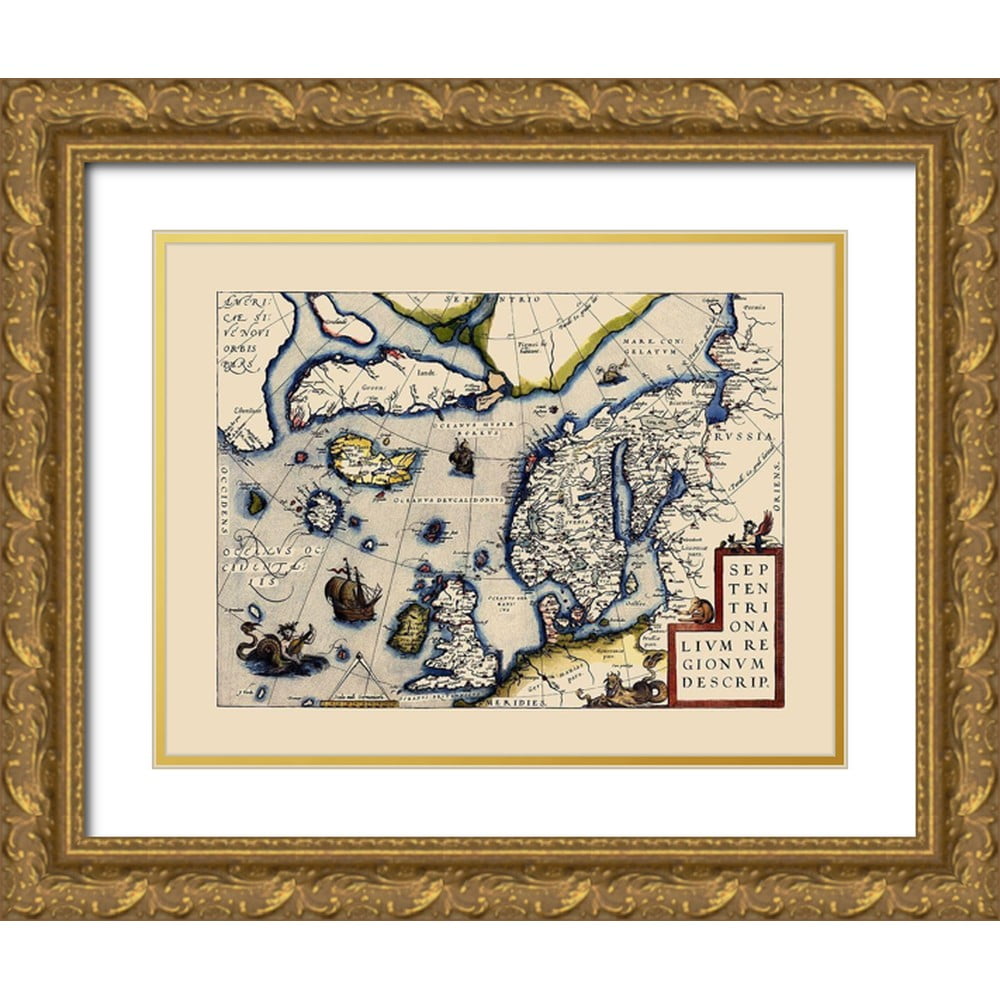 Ortelius 14x12 Gold Ornate Wood Framed with Double Matting Museum Art ...