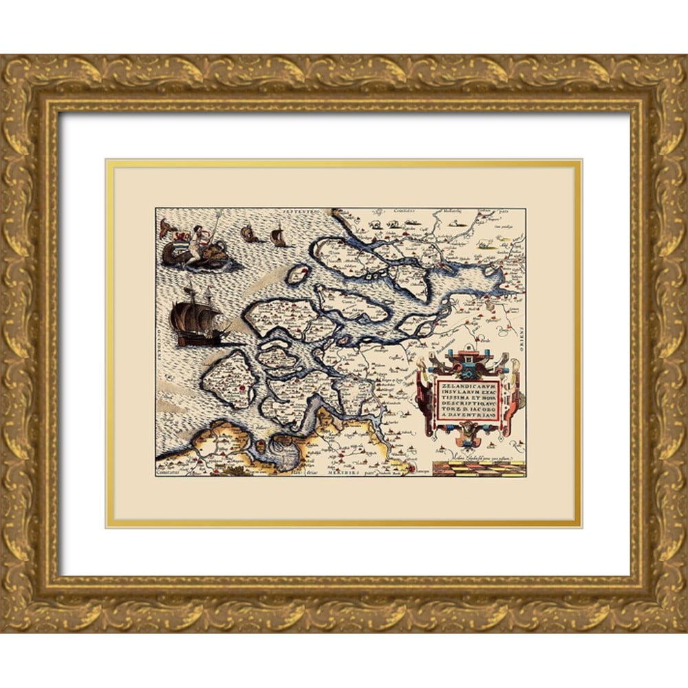 Ortelius 24x19 Gold Ornate Wood Framed with Double Matting Museum Art ...