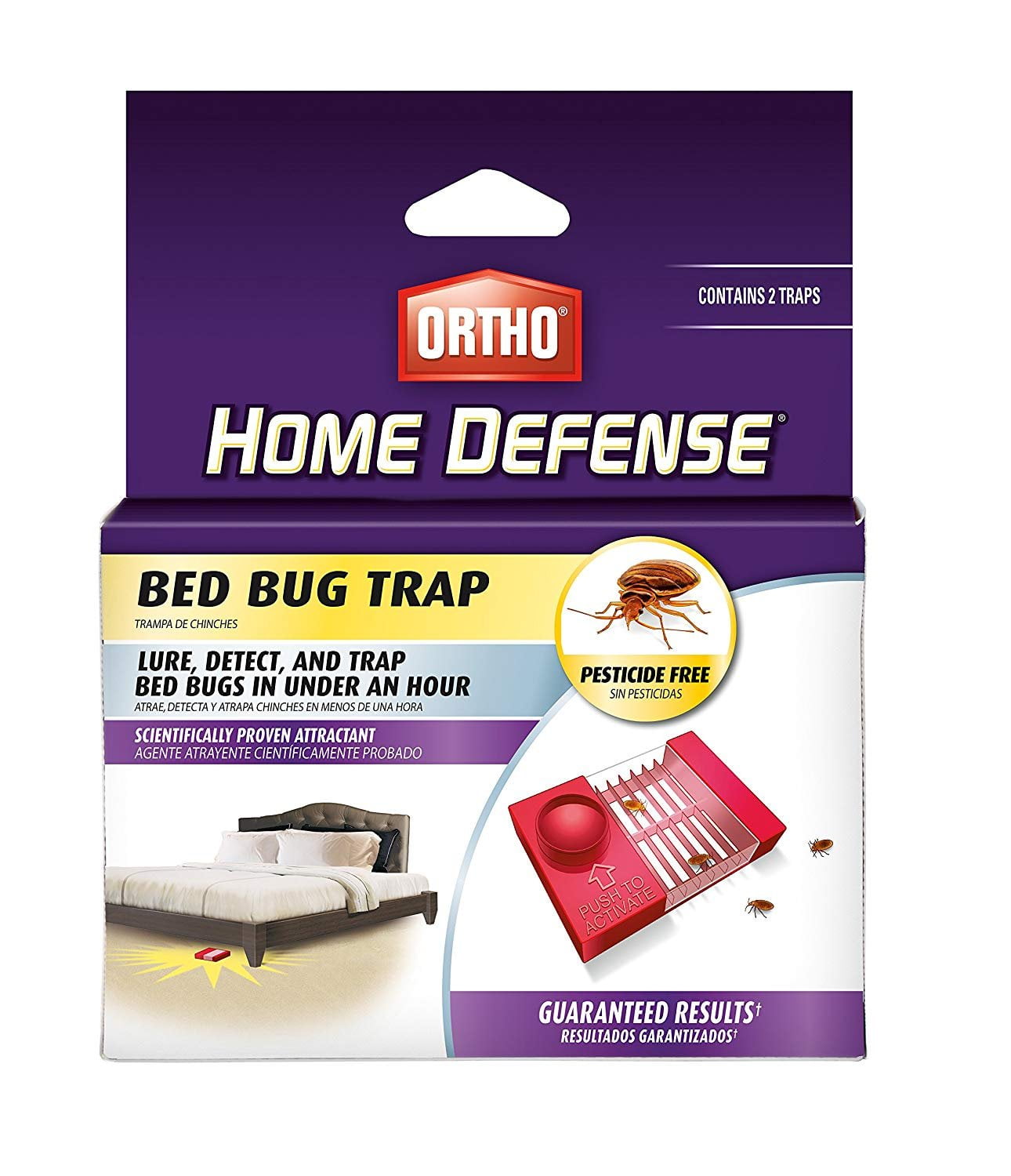 Ortho Home Defense Bed Bug Trap, Easy to Use, Detects in Under an Hour ...